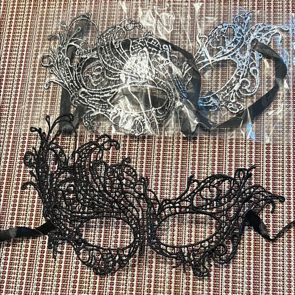 Accessories | Brand New Elegant Black And Silver Lace Masquerade Masks ...